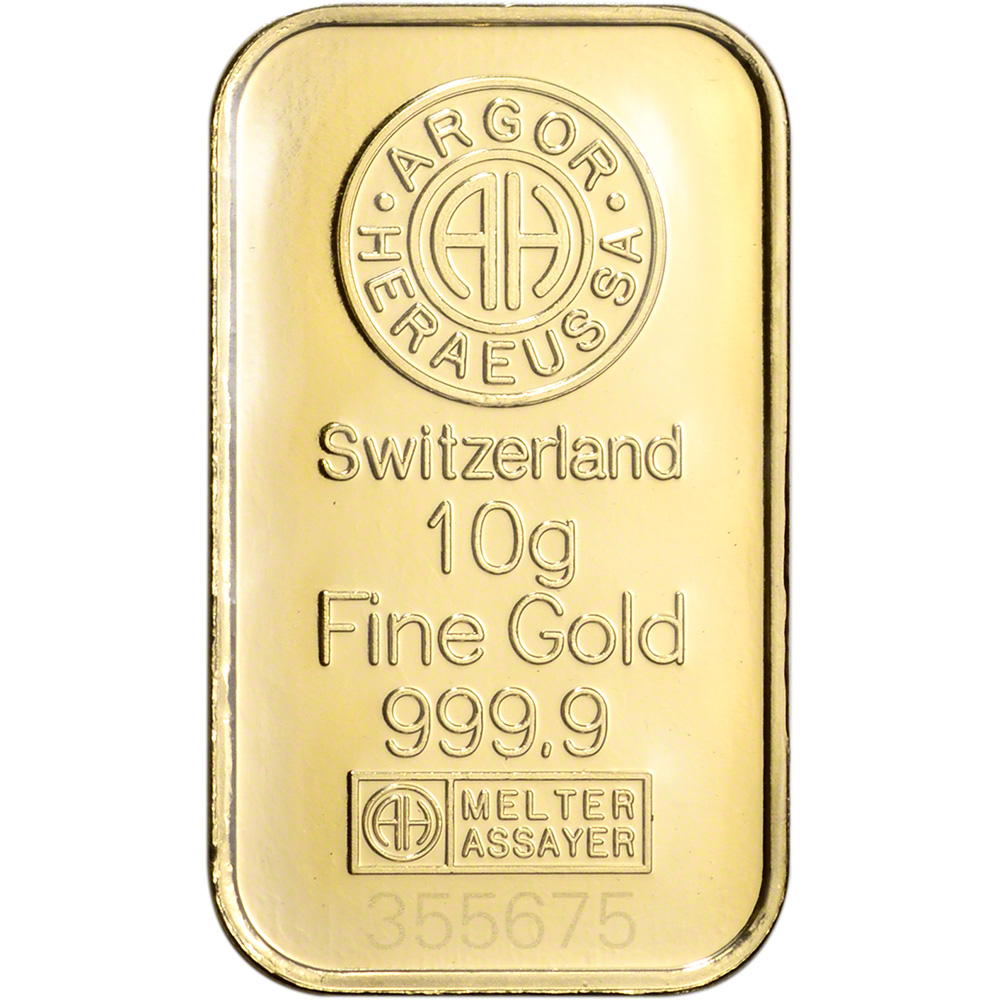 10 gram Gold Bar - Argor Heraeus - 999.9 Fine in Assay | eBay