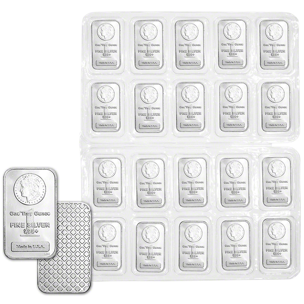 TWENTY (20) 1 oz. Highland Mint Silver Bar - Morgan Dollar Design .999 ...